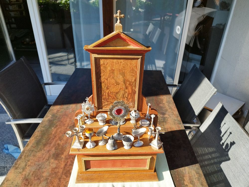 Antiker Hausaltar Holz Zinn ⛪️ Messläppchen Unikat Raritä... (Gebraucht ...