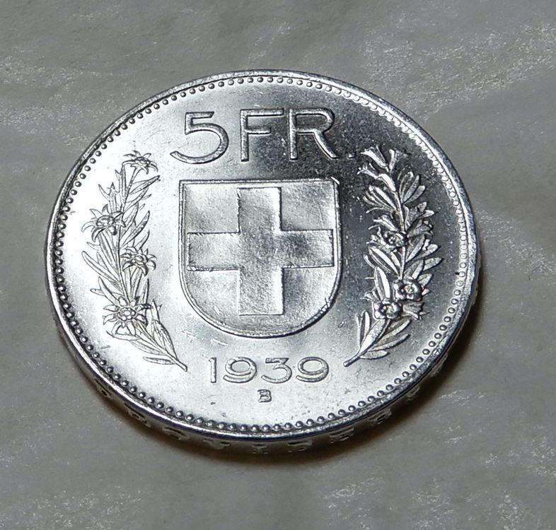 Silber Münze, 1939 , 5 Franken | Kaufen auf Ricardo
