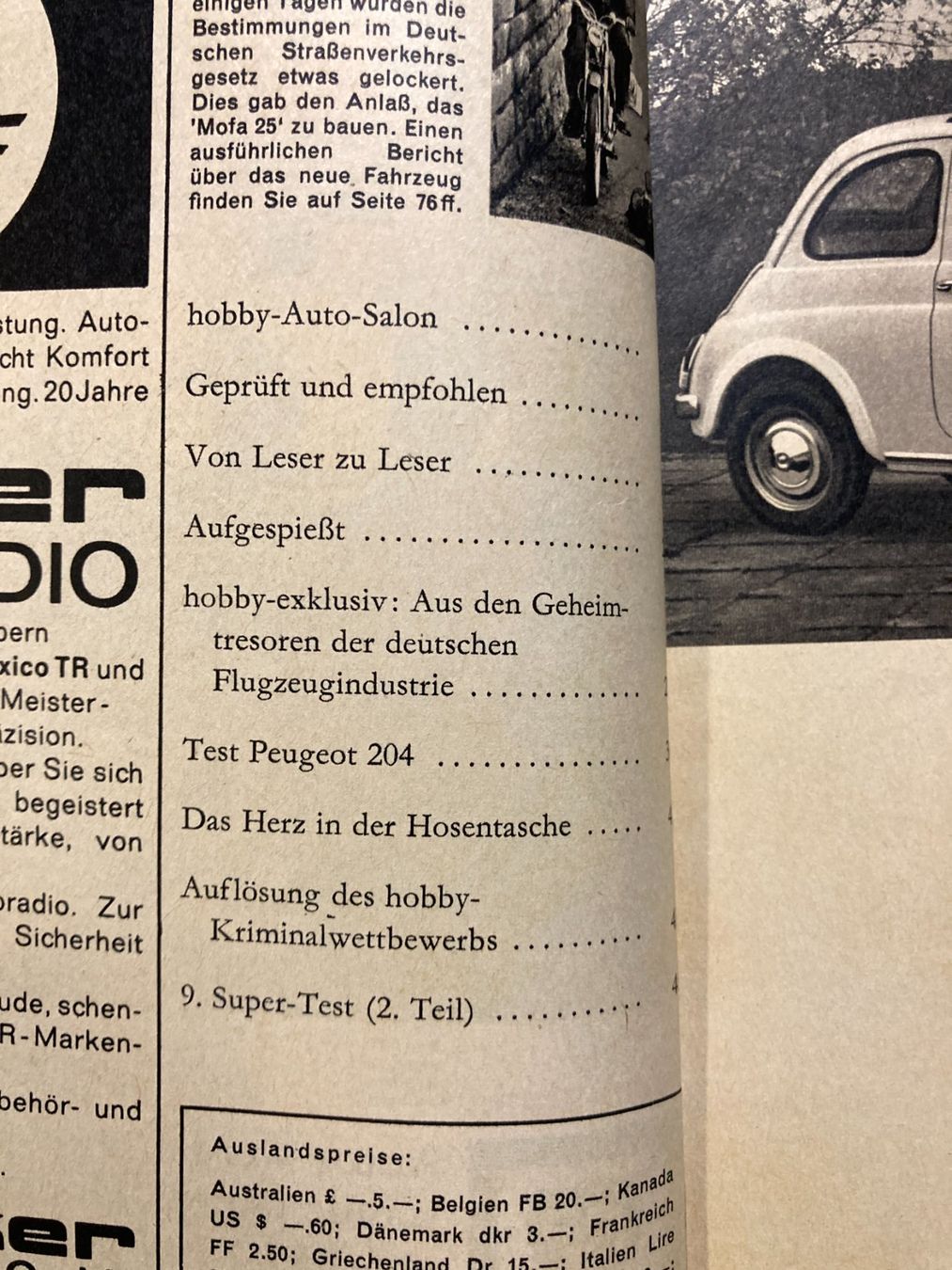 Hobby Magazin 12/65: Peugeot 204 & Deutsche Flugzeuge! (Gebraucht) in ...