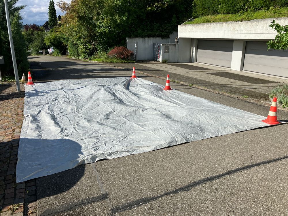 Blache grau 5 x 8m / 100g/m2 mit Ösen (Gebraucht) in Fislisbach für CHF ...