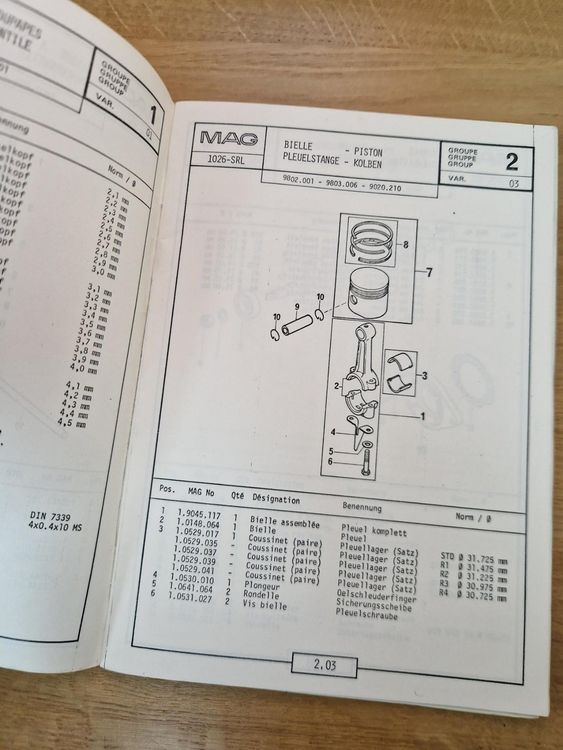 Original Ersatzteilliste MAG Motor 1026 SRL (Gebraucht) in Dürnten für ...