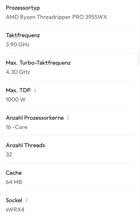 AMD Threadripper PRO 3955WX 16C + 64GB ECC WRX80 (Gebraucht) in Tuggen ...