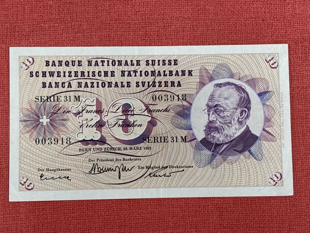 Schweizer Nationalbank Note 10 Franken, 1963, Serie 31M (Gebraucht) in ...