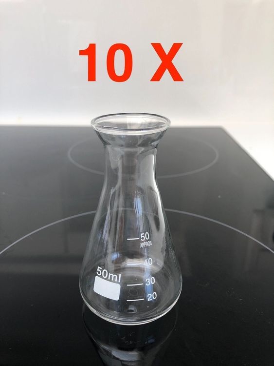 10 X ERLENMEYER FLASK 50 ML BOROSILICATE | Kaufen auf Ricardo