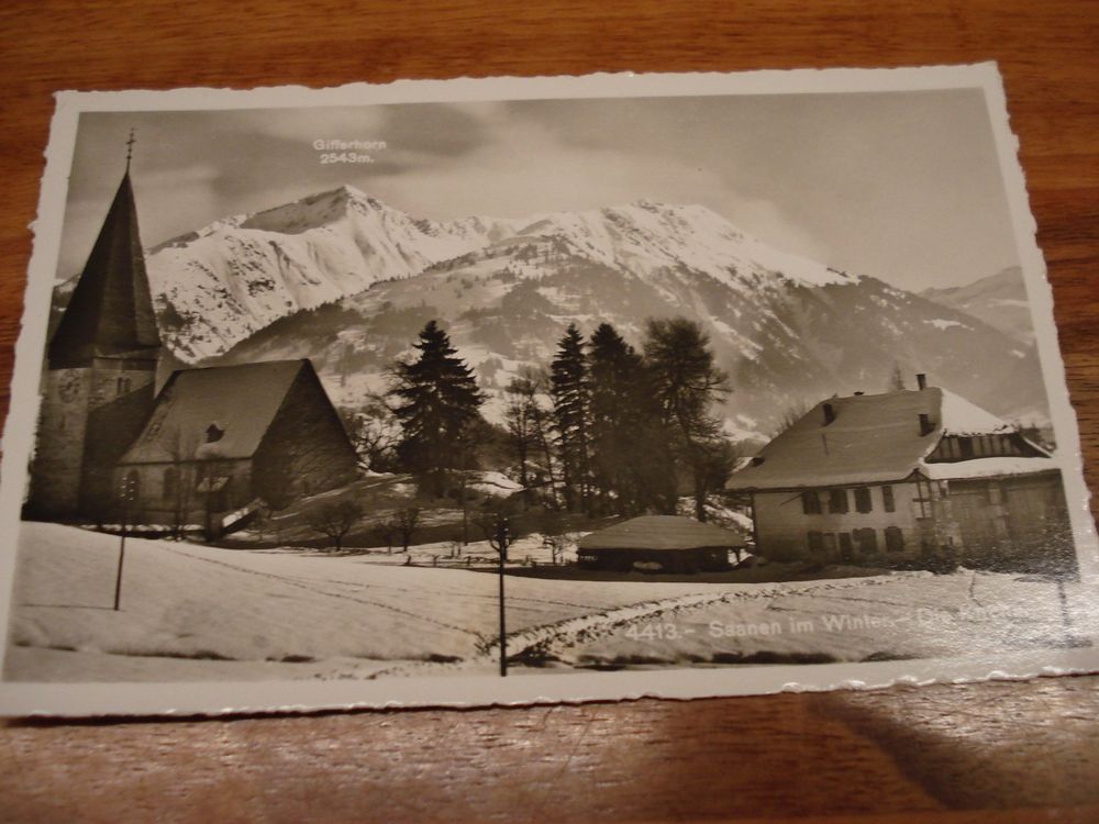 Saanen im Winter um 1950, Die Kirche, ungelaufen | Kaufen auf Ricardo