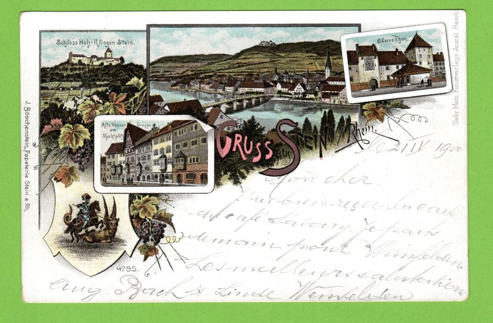 Stein am Rhein - Lithographie 5 Bildkarte um 1900 | Kaufen auf Ricardo