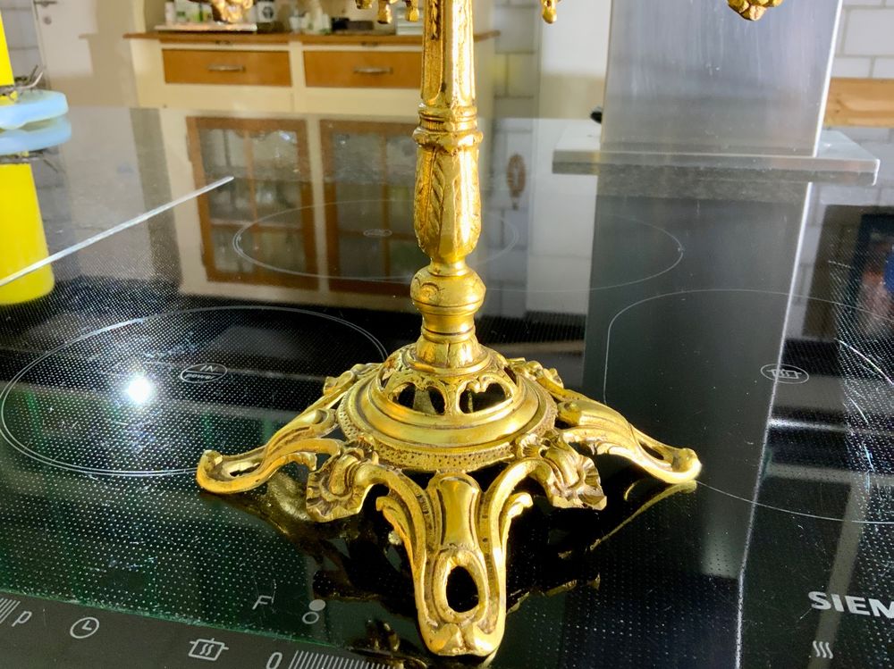 JUGENDSTIL KERZENHALTER BRONZE FEUER VERGOLDET FRANCE,1900 | Kaufen auf Ricardo