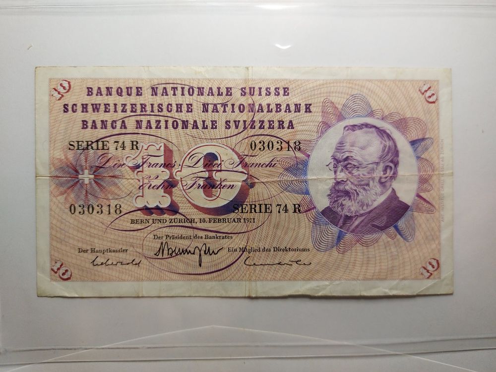 10 Franken-Note 1971 (Gebraucht) in für CHF 10 – mit Lieferung auf ...