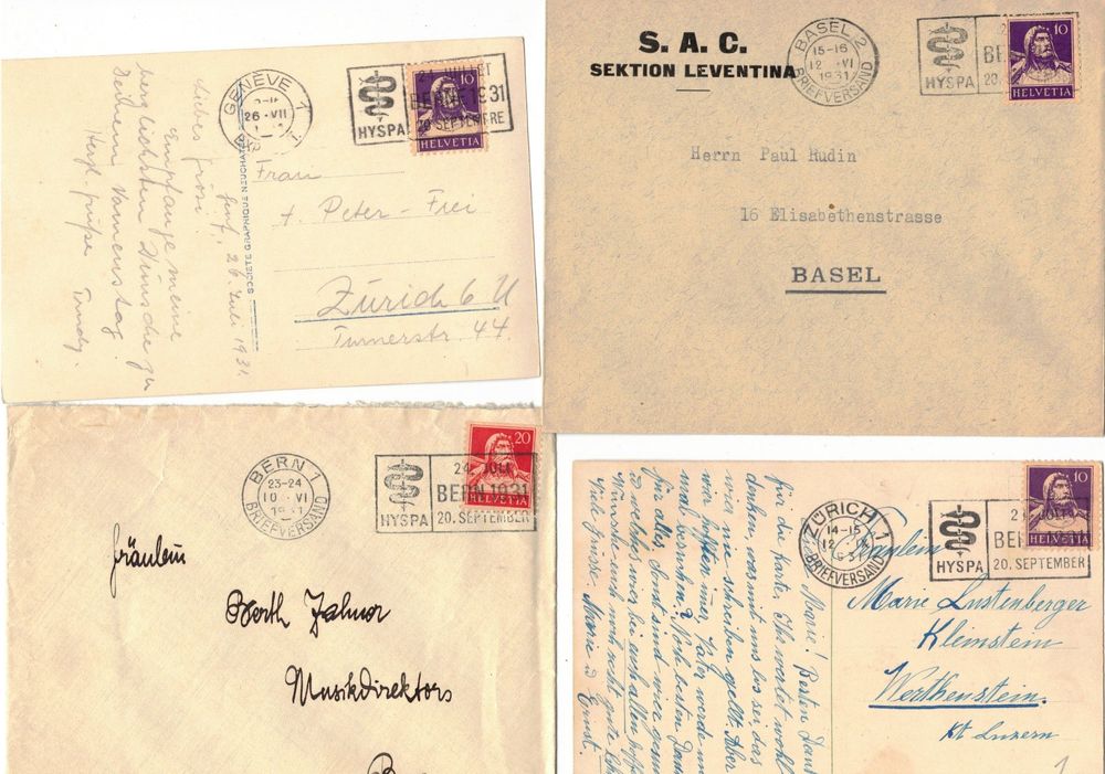 HYSPA HYGIENE 1931 BERN Masch. Stempel S.A.C. AK Genf Genève (Gebraucht ...