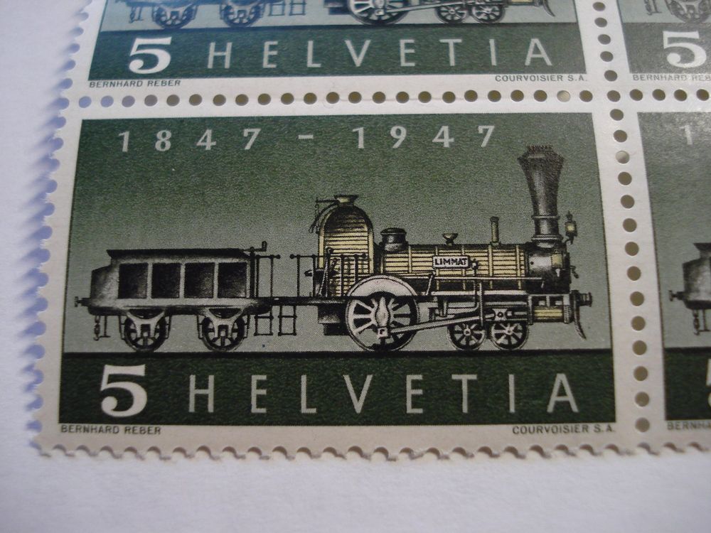 4erblock 1947, 5 Rp Dampflok, mit Abart fehlende Speiche ** (D'occasion ...