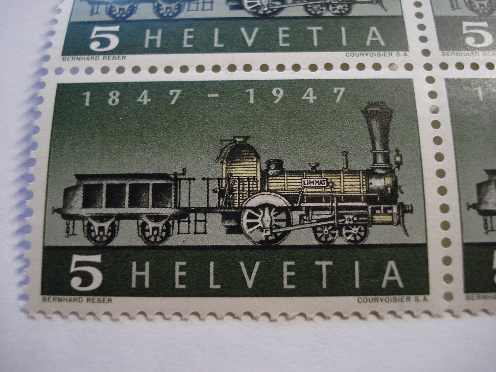 4erblock 1947, 5 Rp Dampflok, mit Abart fehlende Speiche ** (D'occasion ...