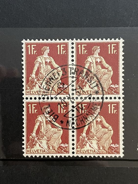 Briefmarke Helvetia mit Schwert, 4er block gestempelt | Kaufen auf Ricardo