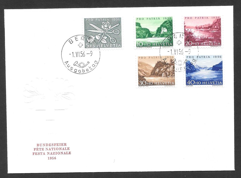 FDC Pro Patria Serie 1956; B76-B80 ET Bern 1.6.1956 Deutsch (Neu (gemäss Beschreibung)) in Olten ...