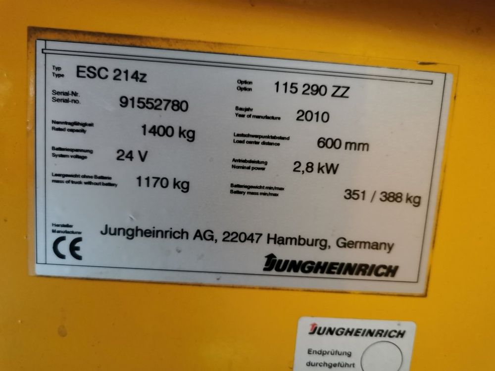 Seitsitzstapler Jungheinrich ESC 214z (Gebraucht) in Regensdorf für CHF ...