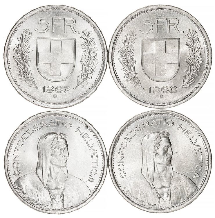 5 Franken von 1967 & 1969 (unzirkuliert). Ab 1 | Kaufen auf Ricardo