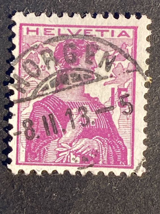 Schweiz 1913 Helvetia 15 Vollstempel HORGEN 8.II.13 (Gebraucht) in Liestal für CHF 1 – mit ...