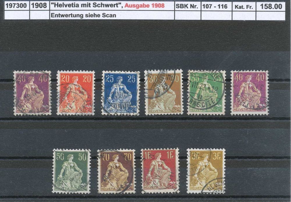 1908 Helvetia mit Schwert - Ausgabe 1908 (Gebraucht) in Winterthur für CHF 22 – mit Lieferung ...