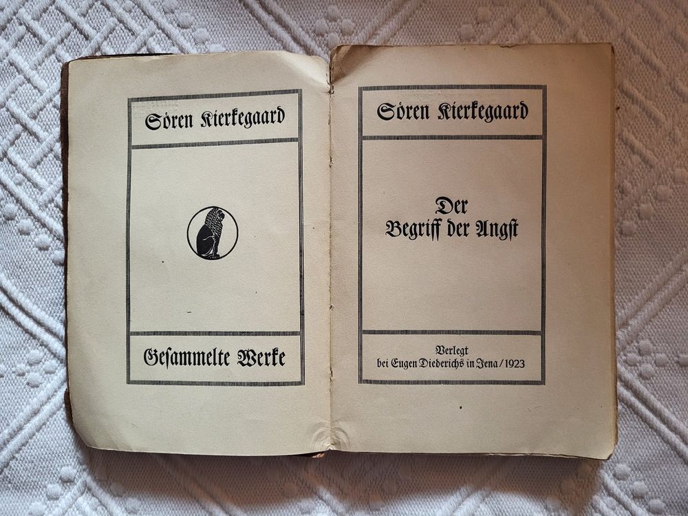 PHILOSOPHIE - Kierkegaard - Der Begriff der Angst - 1923 (Gebraucht) in ...