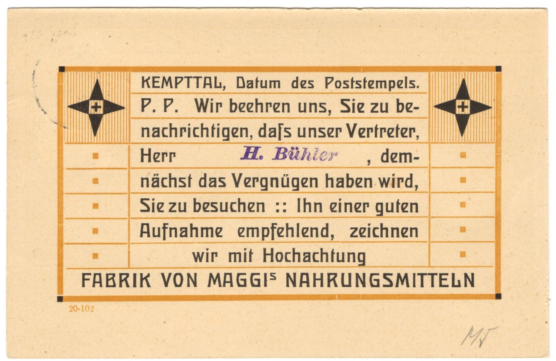 PERFIN Maggi - 2 Rp. Drucksachen-Porto nach Deutschland (Gebraucht) in ...
