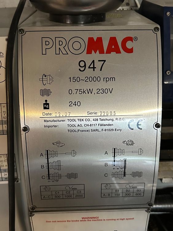 PROMAC 947 Drehbank (Gebraucht) in Meyrin für CHF 999 – nur Abholung auf Ricardo kaufen