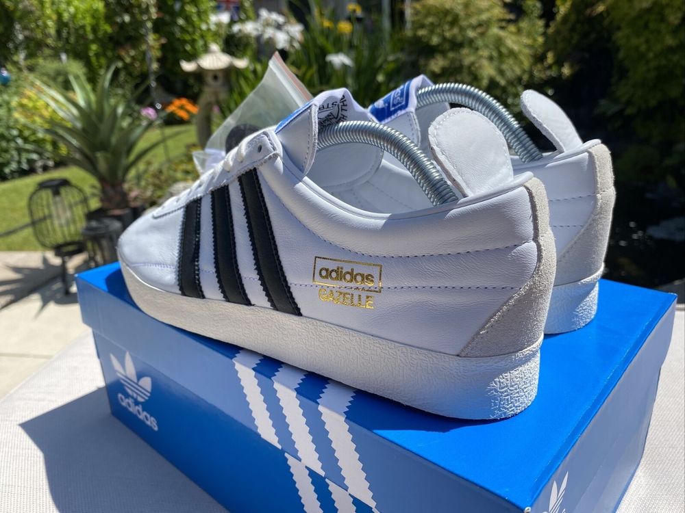 Adidas Gazelle Vintage White & Black Leather 80s Football (Neu und ...