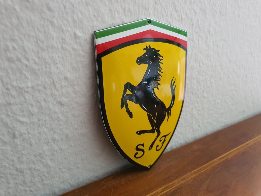 Emailschild Ferrari Wappen Logo Italy Emaille Schild Reklame | Acheter ...