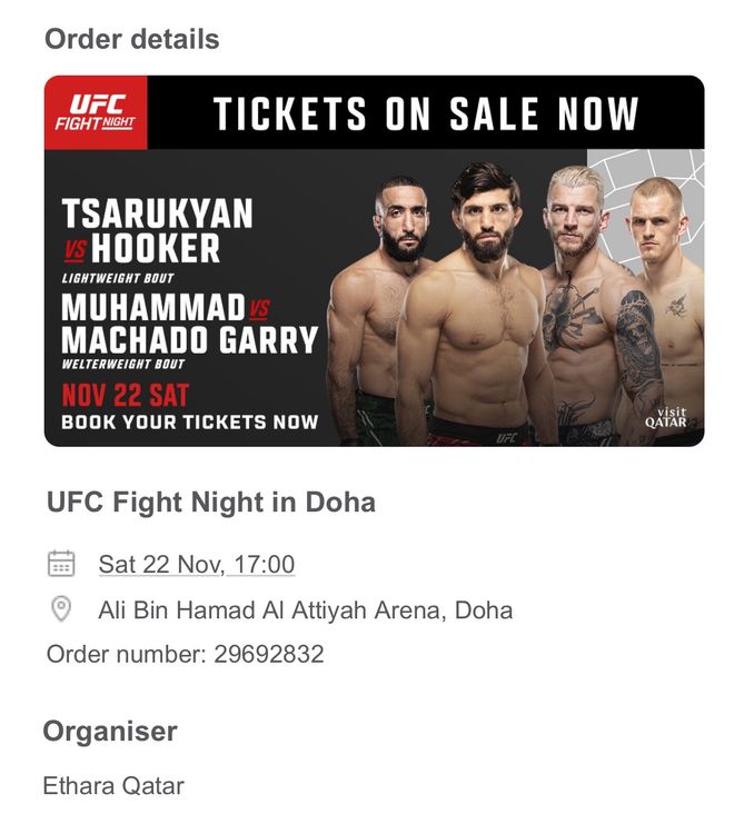 UFC Fight Night in Doha 5 Tickets (Neu und originalverpackt) in ...