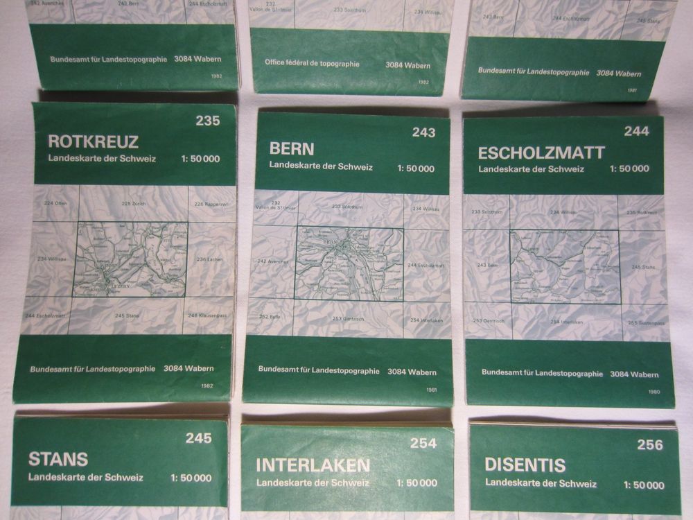 Landeskarten Schweiz 9 Stück 1: 50000 (Gebraucht) in für CHF 6 – mit ...