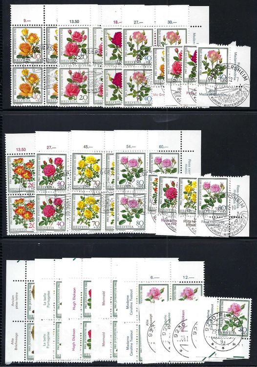 ROSEN, PJ SÄTZE 1972,1977,1982, ECKRANDBOGEN VIERERBL.+TABS+ | Kaufen ...