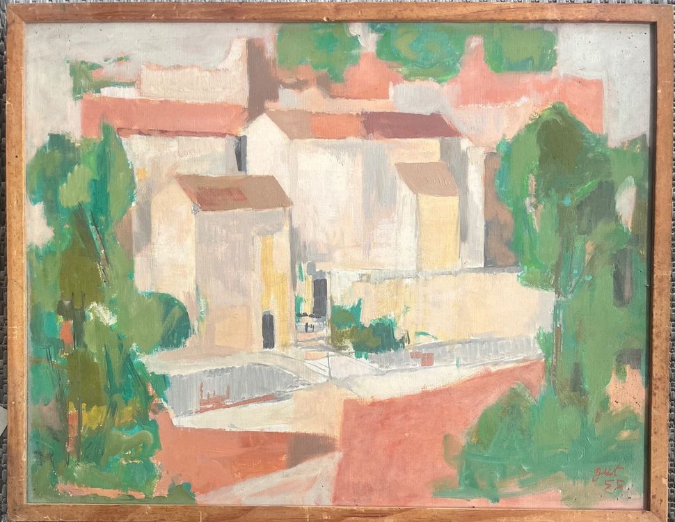 Jean Jacques Gut (1924-2002) Häuser Ansicht Gemälde | Acheter sur Ricardo