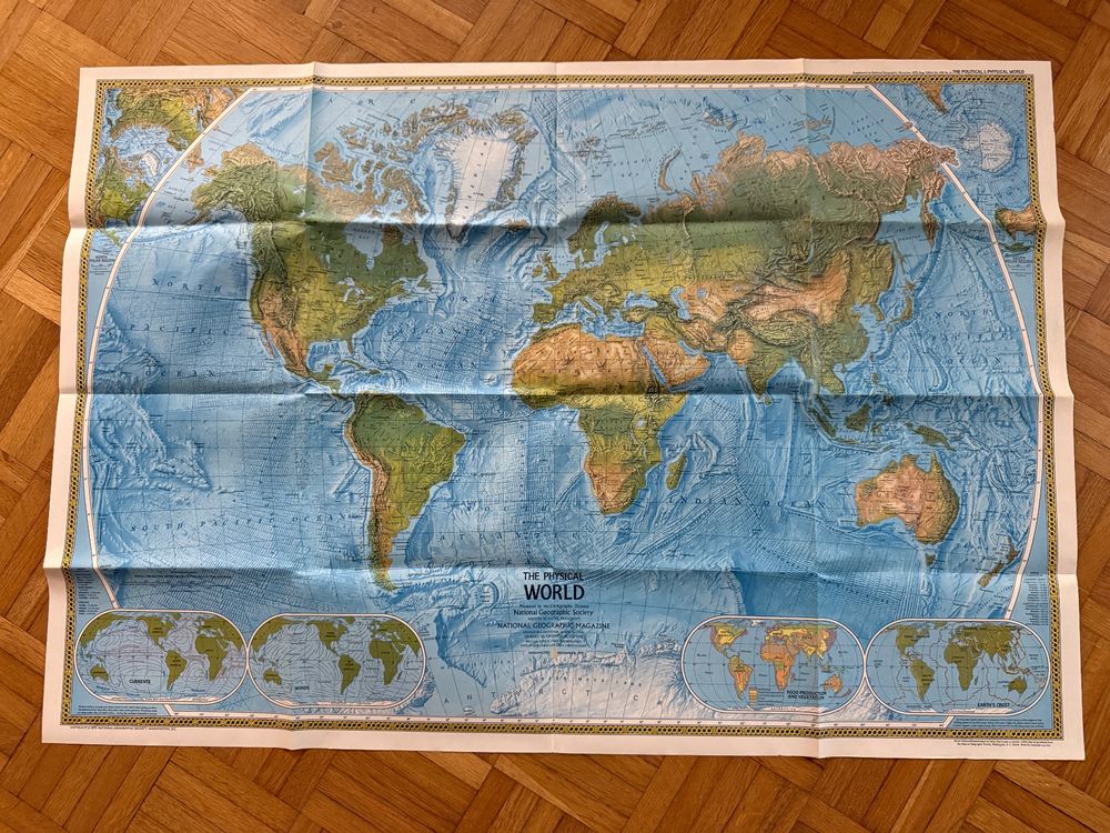 Alte Weltkarte, Vintage, Top Zustand, zum Aufhängen! 1975 (Gebraucht ...