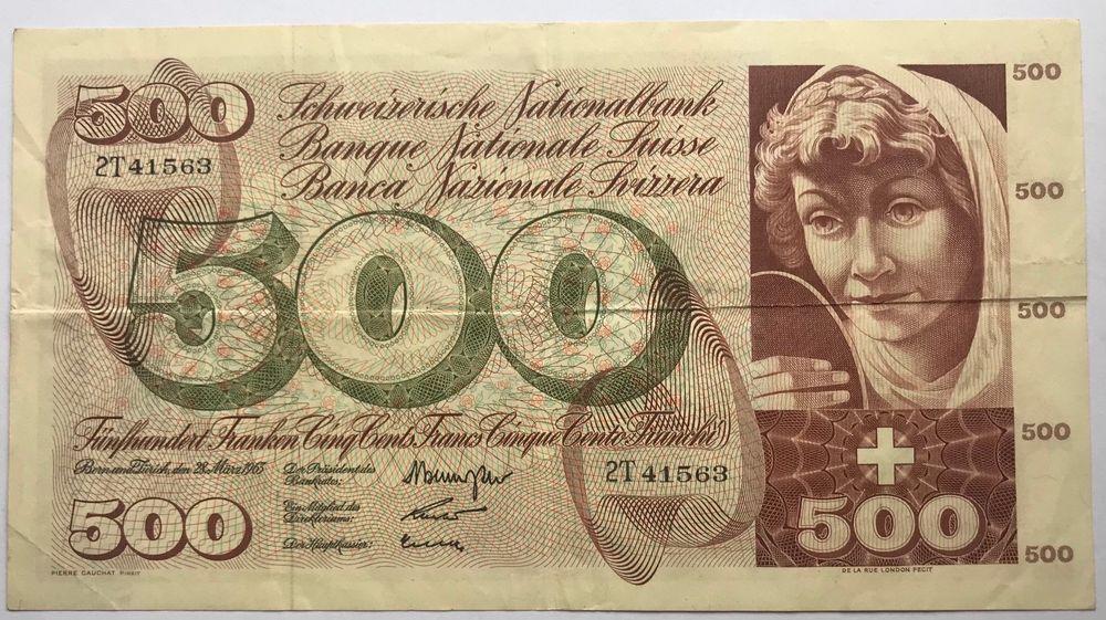 Schweizer 500 Franken-Banknote vom 28. März 1963 (Gebraucht) in Zürich ...