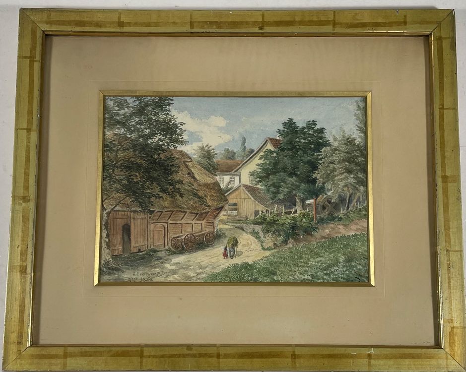 Antikes Aquarell mit faszinierendem Sujet unleserlich Sign | Kaufen auf Ricardo