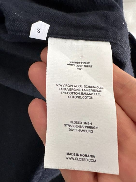 CLOSED Army Overshirt – Wolle/Baumwolle – Gr. S – Dunkelblau (Gebraucht ...