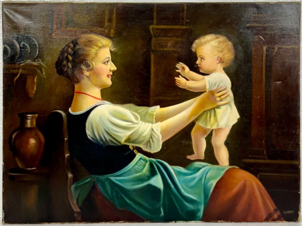 Sehr schöne Gemälde Mutter mit Kind Signiert V. Carlo (Gebraucht) in Root für CHF 80 – mit ...
