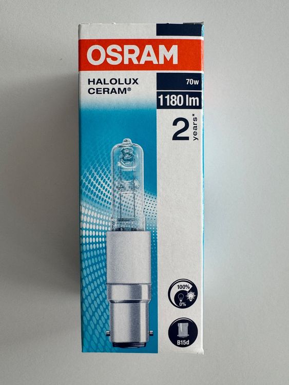 Osram Halogen HALOLUX CERAM 70W Watt B15D 230V Neu (2 Stück) (Neuf avec ...