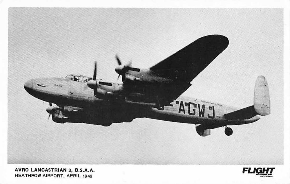 Schöne Ansichtkarte Aviatik AVRO LANCASTRIAN 3, BSAA 1946 (Gebraucht ...