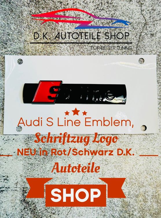 Audi S Line Emblem Schriftzug Logo in Rot/Schwarz glänzend | Kaufen auf ...