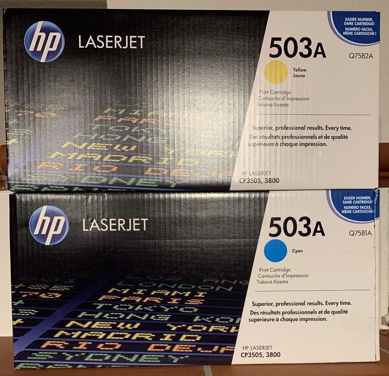 2 Stk HP 503A Toner Q7582A Yellow - Q7581A Cyan (Neu und ...