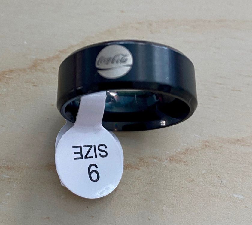 EDELSTAHLRING, SCHWARZ, COCA COLA GR.9 (Neu (gemäss Beschreibung)) in ...