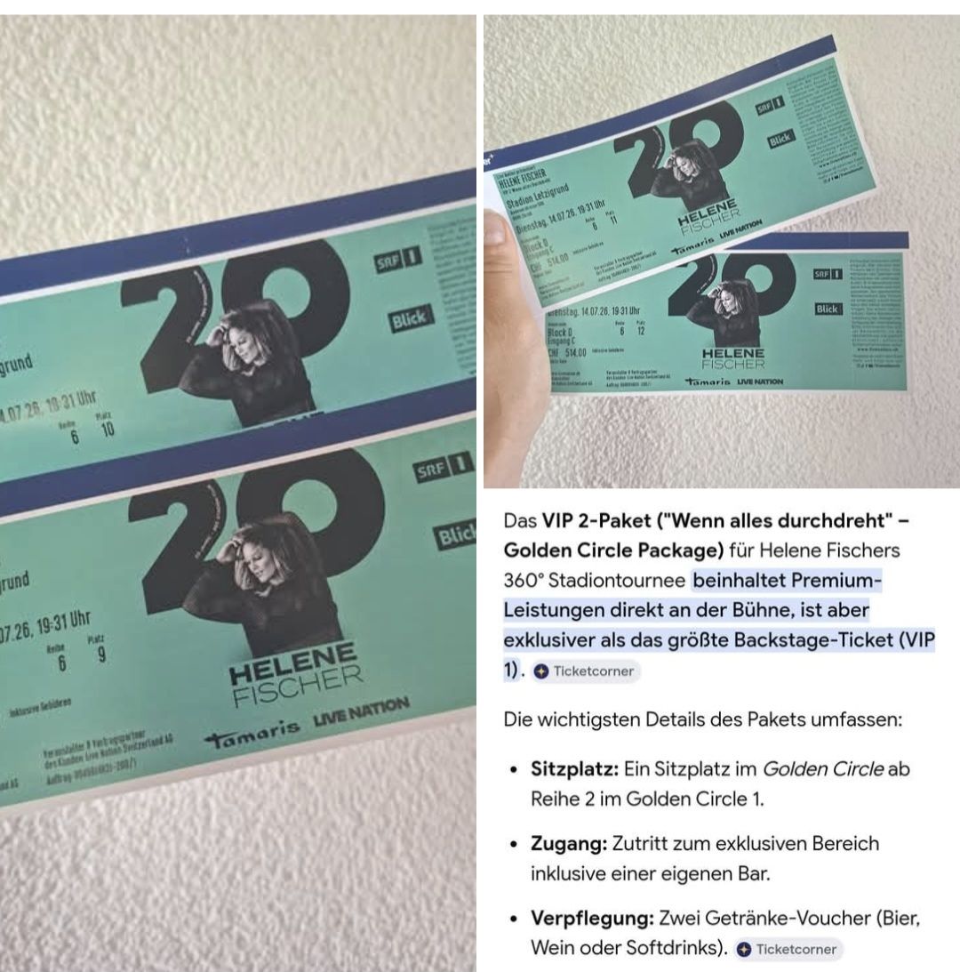 Helene Fischer VIP Tickets Golden Circle (Neu (gemäss Beschreibung)) in ...