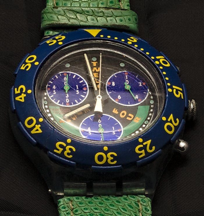 Swatch Midi Aqua Chrono v 1995 "Slamma Jam" Ref-Nr: SEN100 (Gebraucht ...