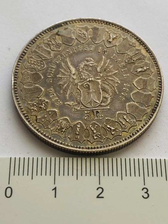 1879 Schützentaler 5 Franken Schützenfest Basel Silber +++ (Gebraucht) in Baar für CHF 75 – mit ...