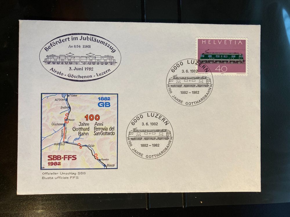 Schweiz 1982 Sonderstempel 100 J. Gotthardbahn Jubiläumszug (Gebraucht) in Liestal für CHF 2 ...