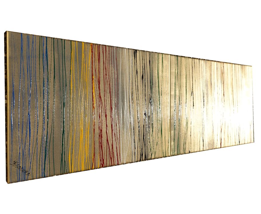 Abstrakte Malerei A1180 ⚡️ Goldene Gemälde 50x140cm (Neu und originalverpackt) in Künzelsau für ...