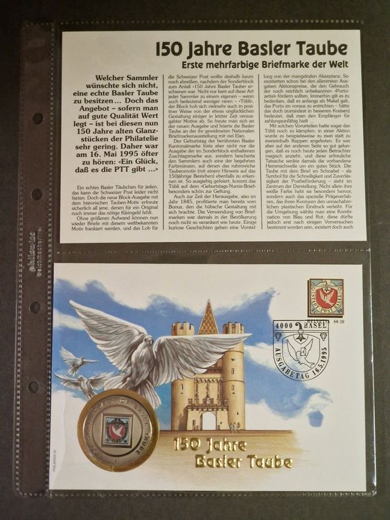 Münzbrief - Basler Taube mit Alte Briefmarke. (Neu und originalverpackt) in Zürich für CHF 8 ...