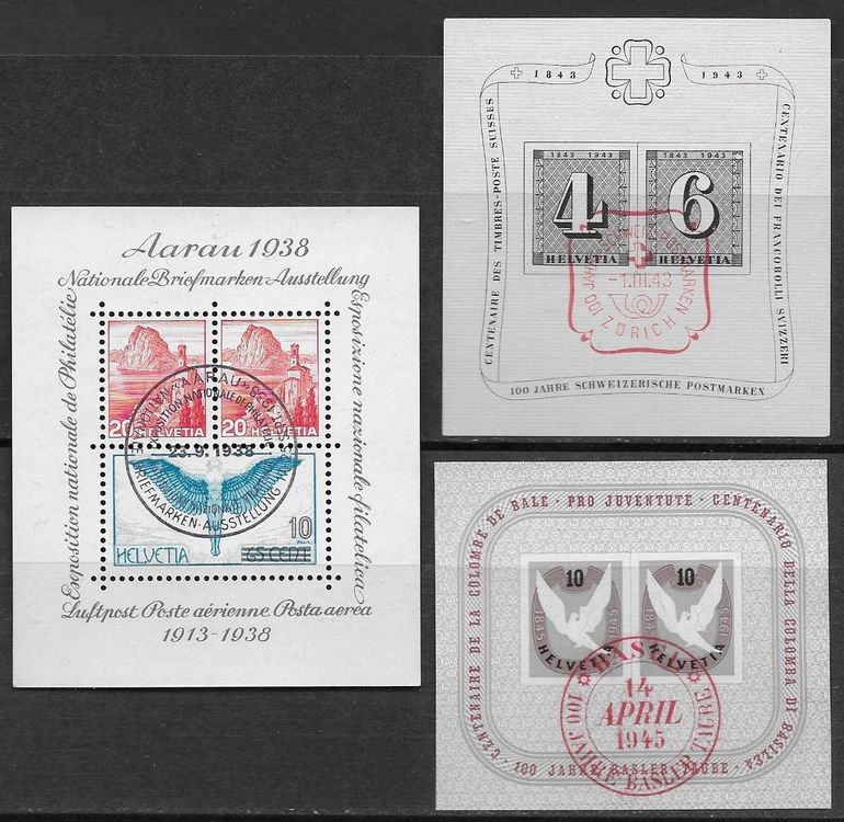 1938/45 Block-SET AARAU/ZH/BASEL ET-/und Sonder-o TOP ab 1.- (Gebraucht) in Zürich für CHF 11 ...