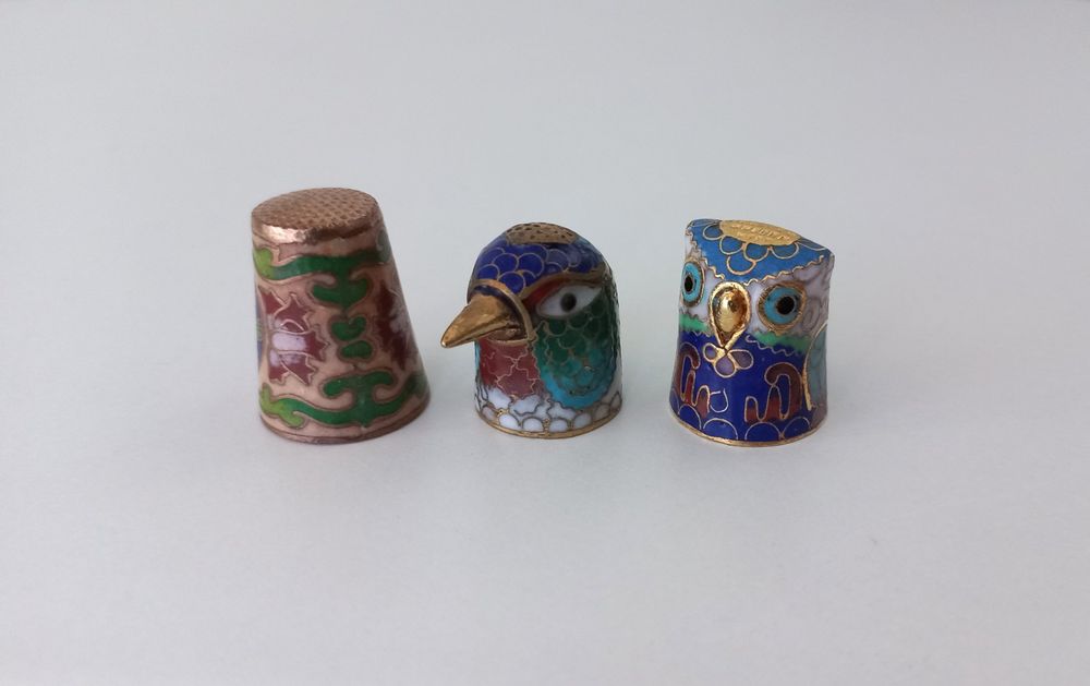 Vintage Messing Cloisonné Fingerhüte 3er Set, China (Gebraucht) in ...