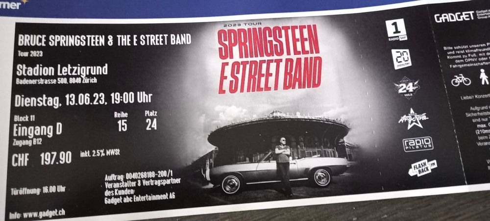 2 Tickets Bruce Springsteen / 13.06.2023 (Gebraucht) in für CHF 610 ...