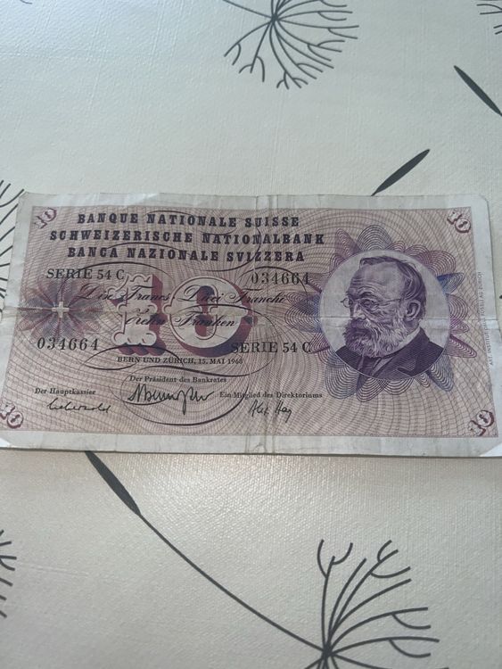 10 Schweizer Franken Banknote 15 mai 1968 (Gebraucht) in Unterägeri für CHF 5 – mit Lieferung ...